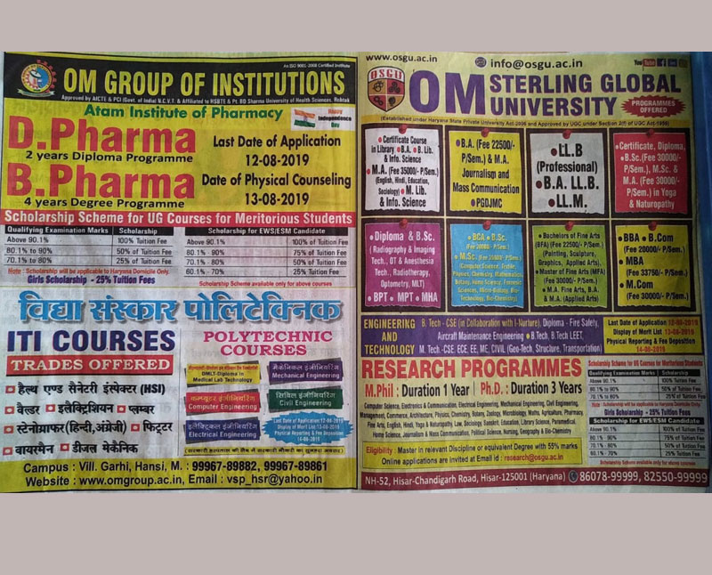 OSGU's Press & Media Coverage | Om Sterling Global University in Hisar ...