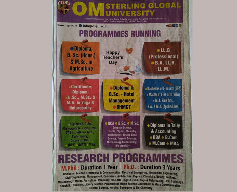 OSGU's Media & Press Coverage (Top University in Haryana) | Om University
