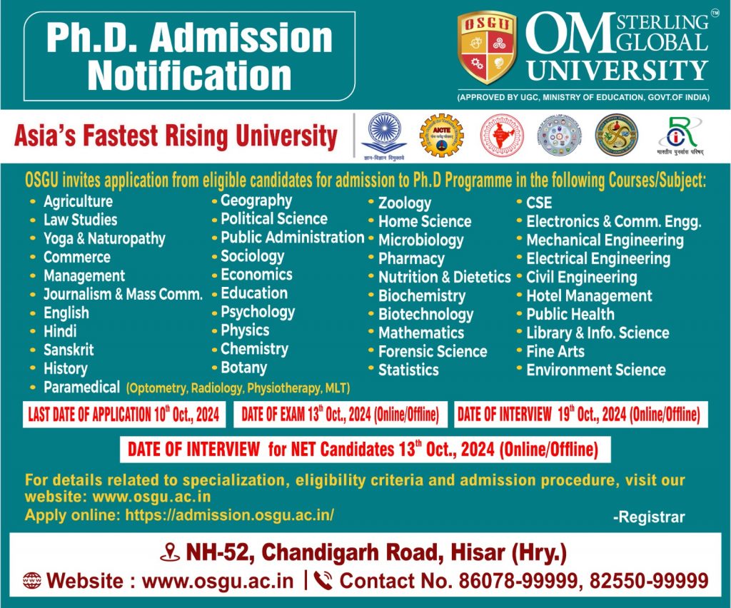 OSGU's Research & Development Programmes (Courses & Admissions) | Om ...